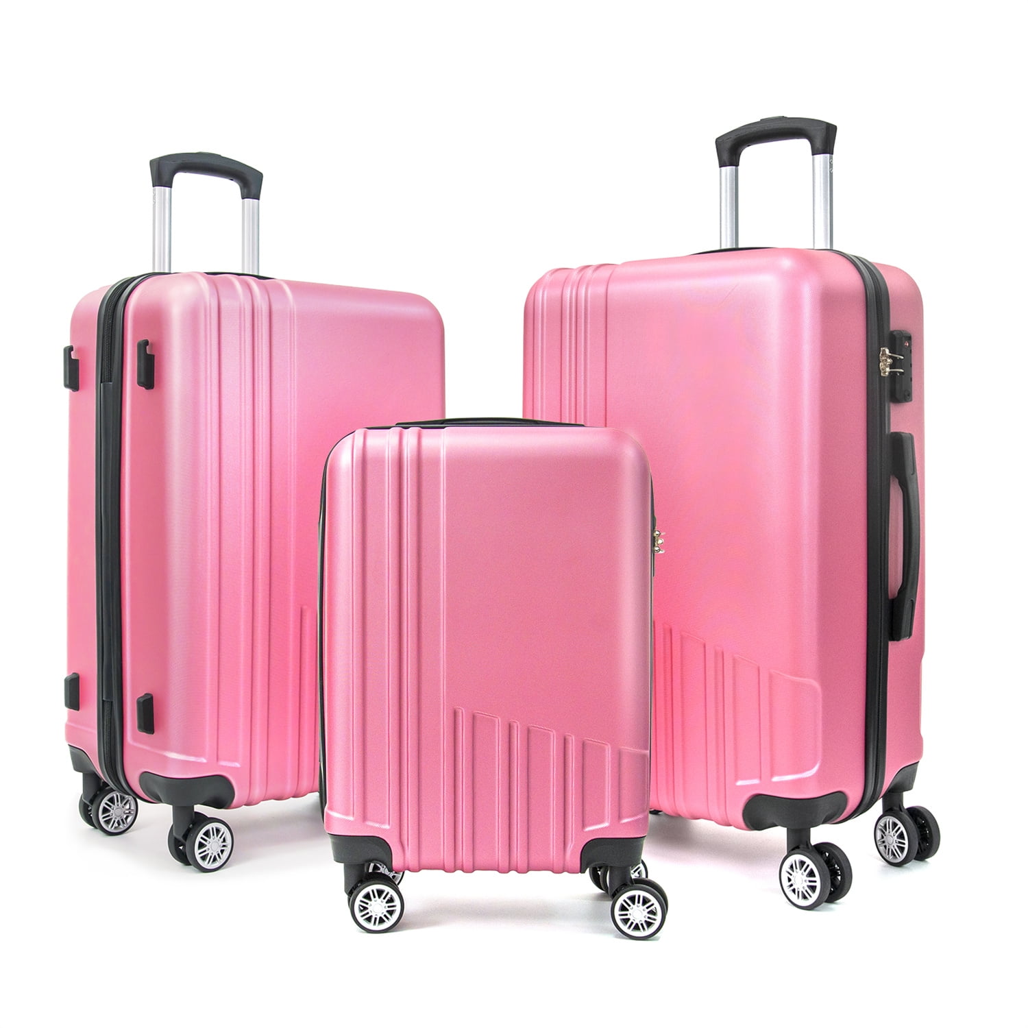 3 Piece Luggage Set, Hard Shell Suitcase Set with Spinner Wheels and ...