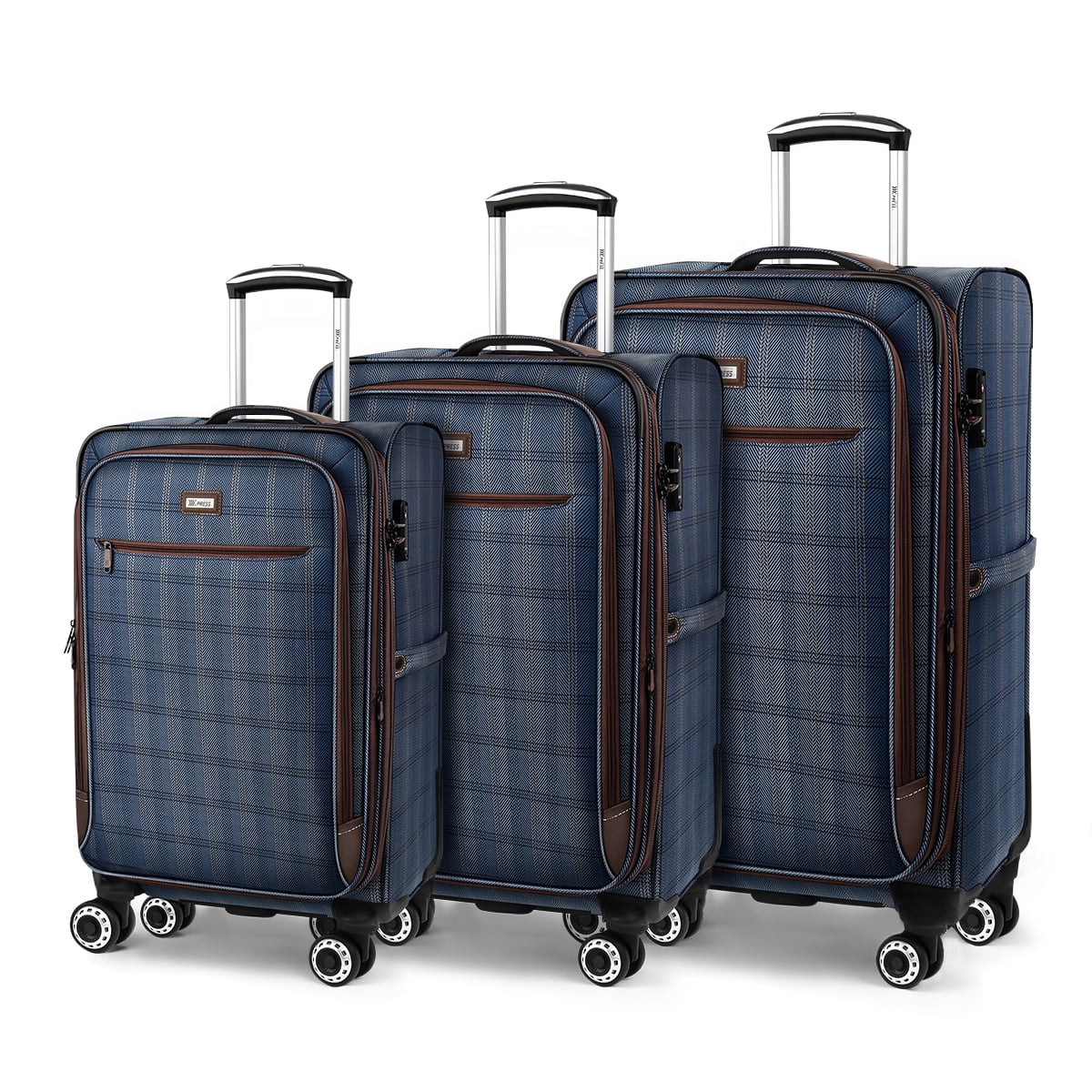 3 Piece Softside Luggage Set Lightweight Spinner Expandable Suitcases ...