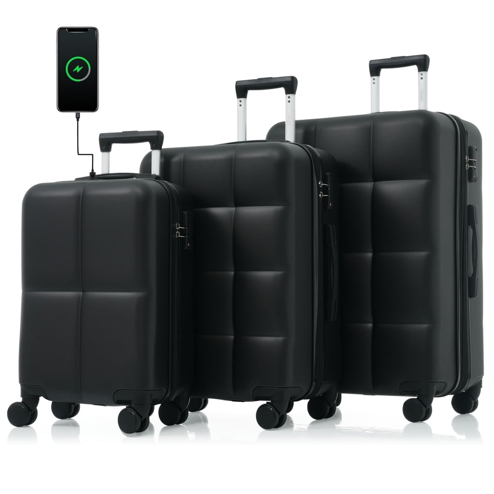 3-Piece Luggage Set with TSA Lock, 20-inch Carry-on Luggage with USB ...