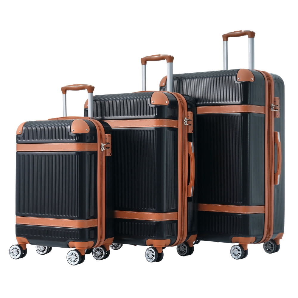 3 Piece Luggage Set, Travel Suitcase with 8 Spinner Wheels, Lock ...