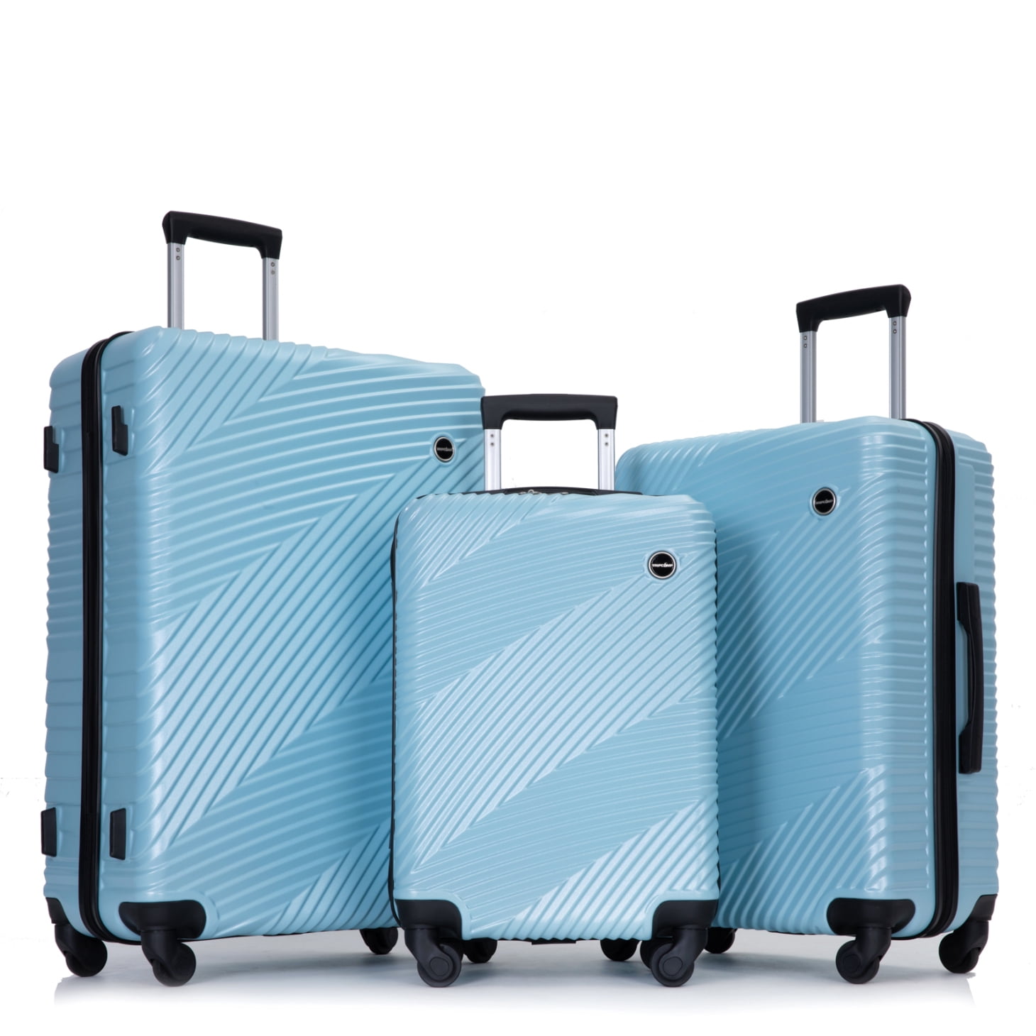 3 Piece Luggage Sets (20/24/28 In), PC+ABS Lightweight Suitcase with 2 ...