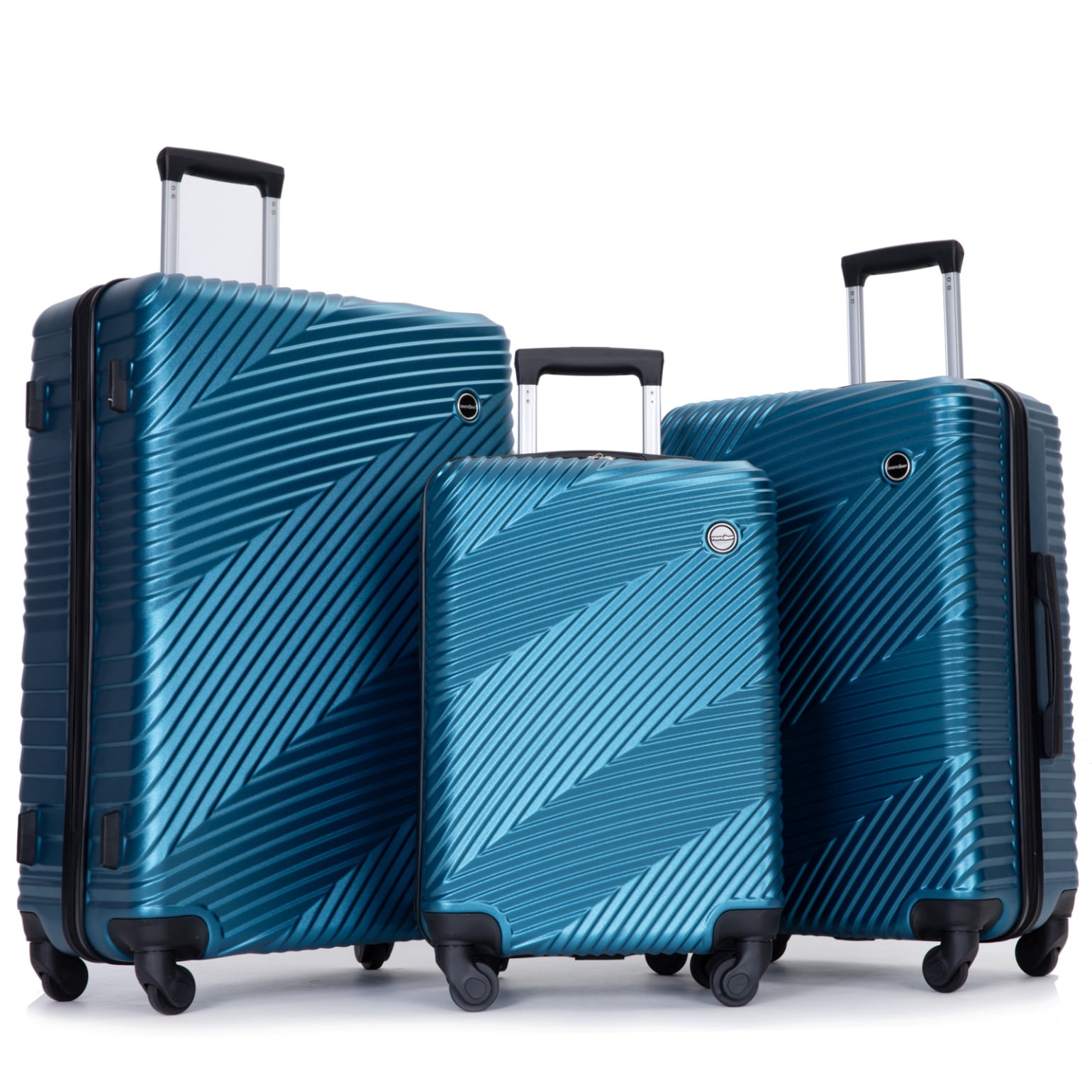 3 Piece Luggage Sets (20/24/28 In), PC+ABS Lightweight Suitcase with 2 ...