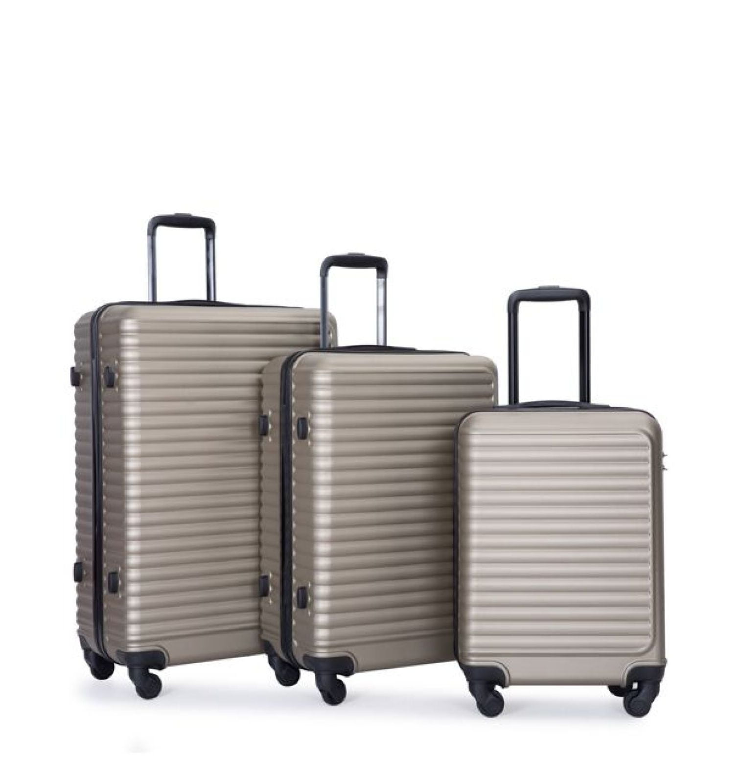 3 Piece Luggage Sets ABS Lightweight Suitcase Spinner Wheels TSA Lock ...