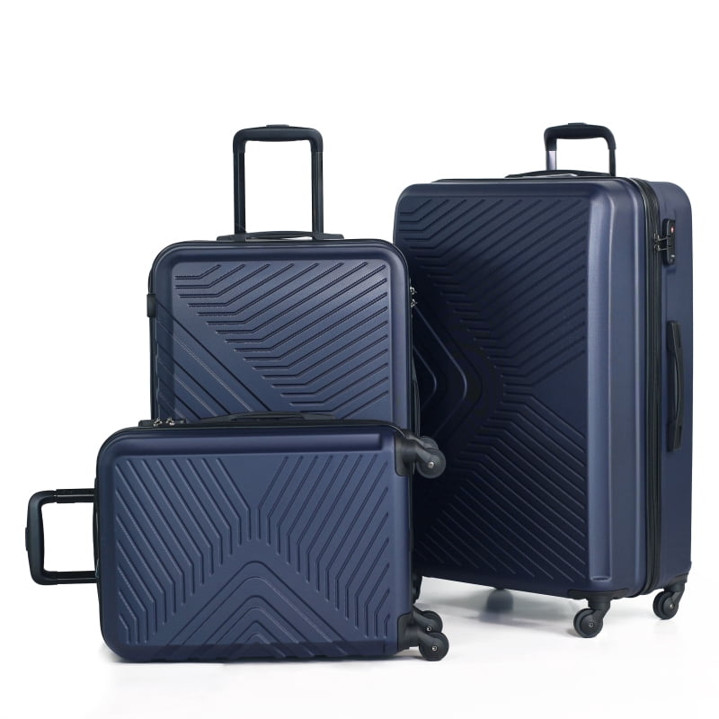 3 Piece Luggage Sets ABS Lightweight Suitcase with Two Hooks, Spinner ...