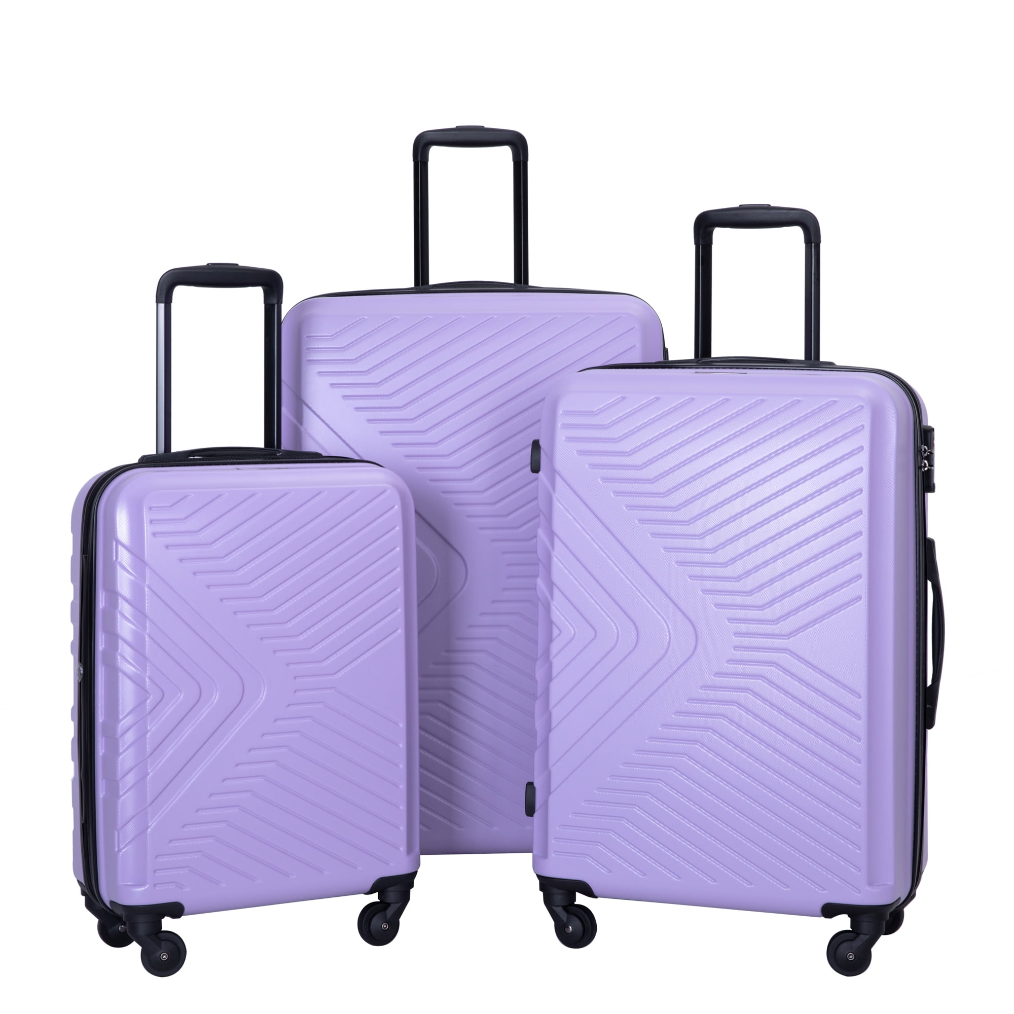 3 Piece Luggage Sets ABS Lightweight Suitcase with Two Hooks, Spinner Wheels, TSA Lock, (20/24 ...