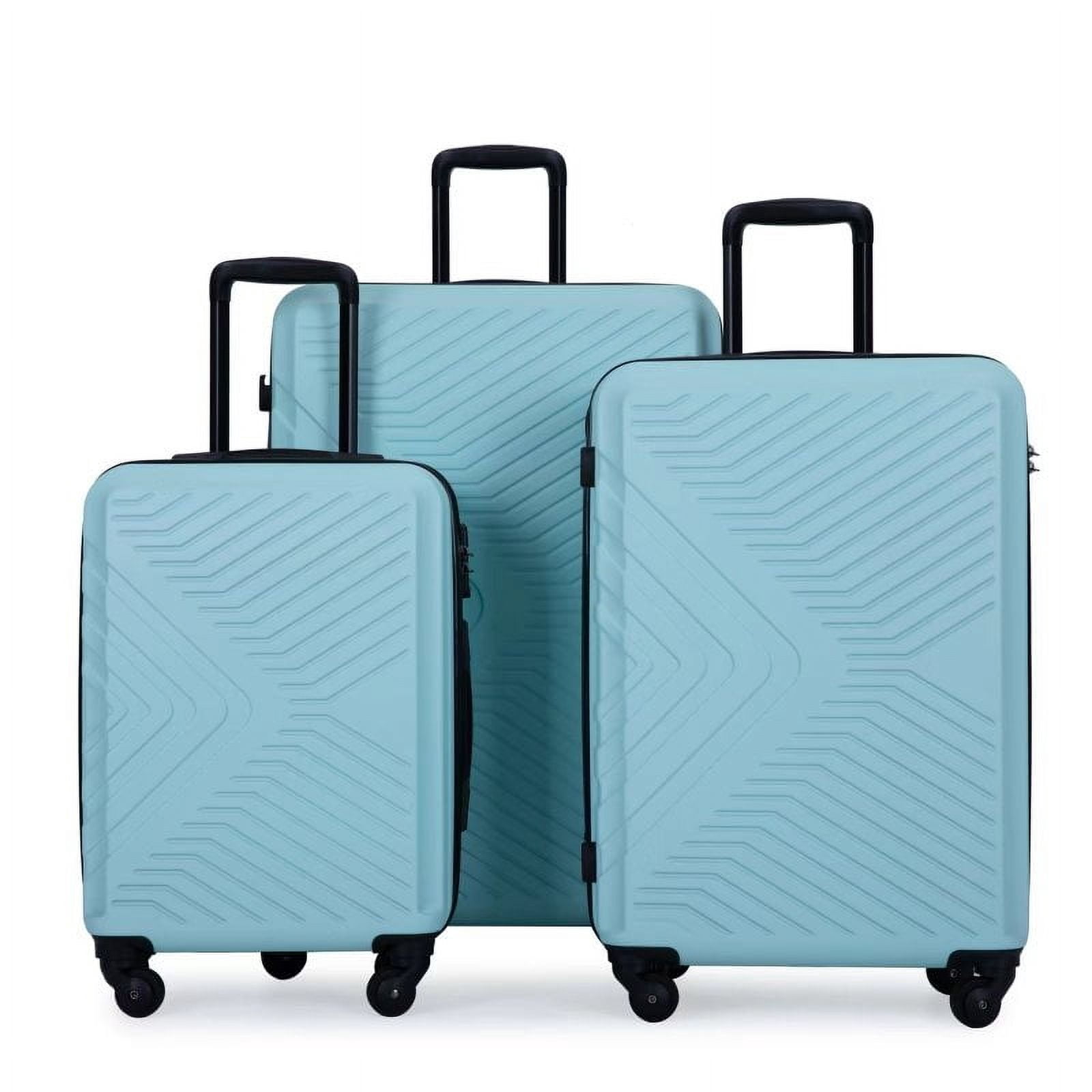 3 Piece Luggage Sets ABS Lightweight Suitcase with Two Hooks, Spinner ...