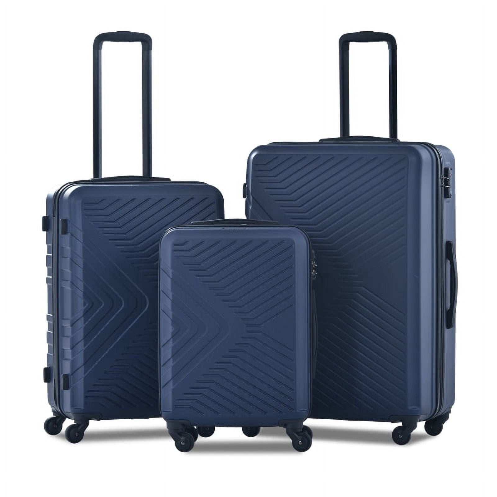 3 Piece Luggage Sets ABS Lightweight Suitcase with Two Hooks, Spinner ...
