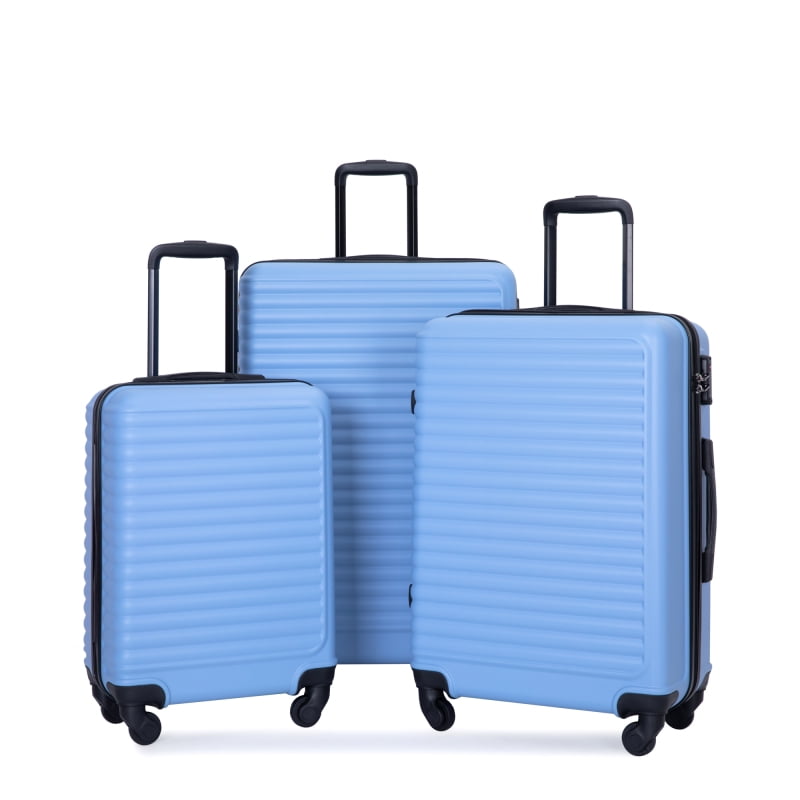 3 Piece Luggage Sets ABS Lightweight Suitcase with Two Hooks, Spinner ...