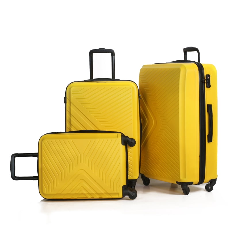 3 Piece Luggage Sets ABS Lightweight Suitcase with Two Hooks, Spinner ...