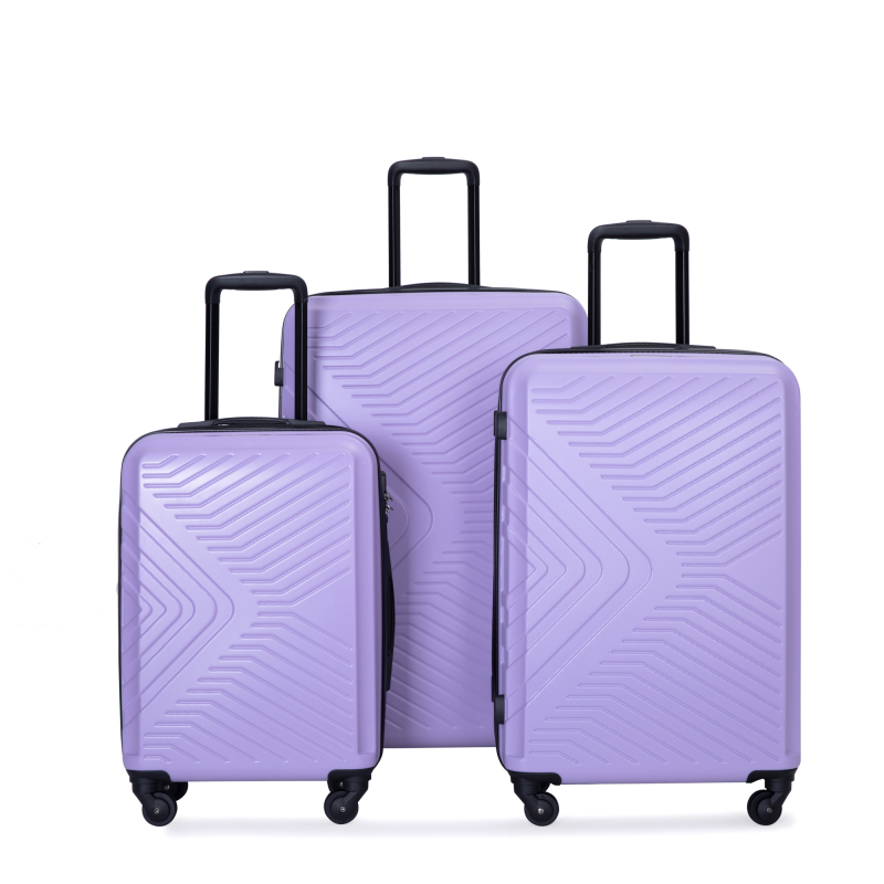 3 Piece Luggage Sets ABS Lightweight Suitcase with Two Hooks, Spinner ...