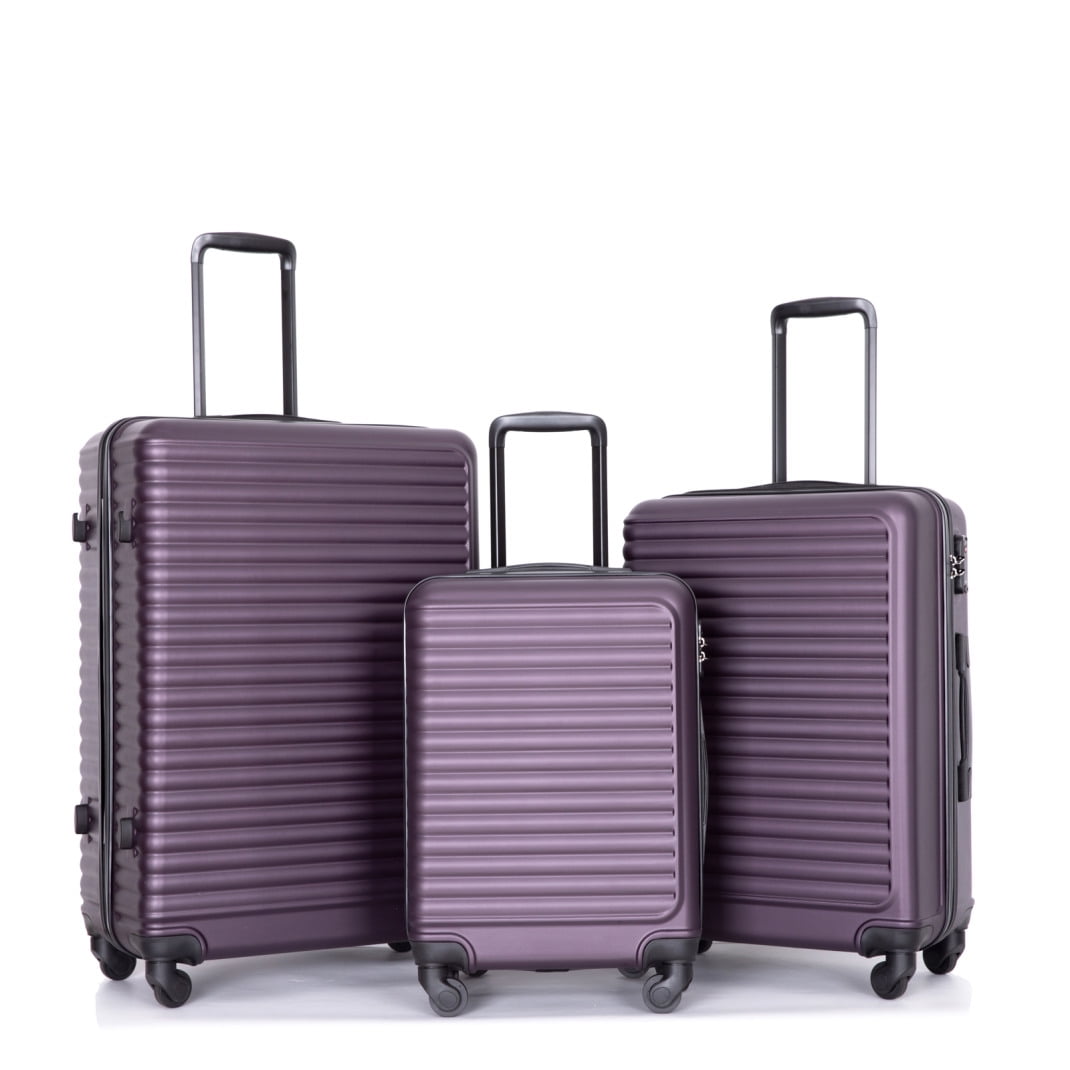 3 Piece Luggage Sets, Expandable PC+ABS Durable Suitcase Sets with Two ...