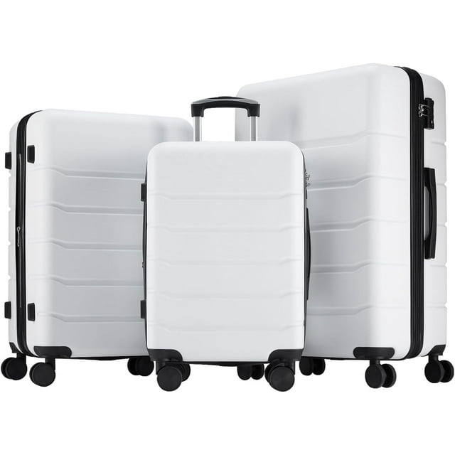 3-Piece Luggage Sets, Lightweight Hardside Suitcases with Spinner ...