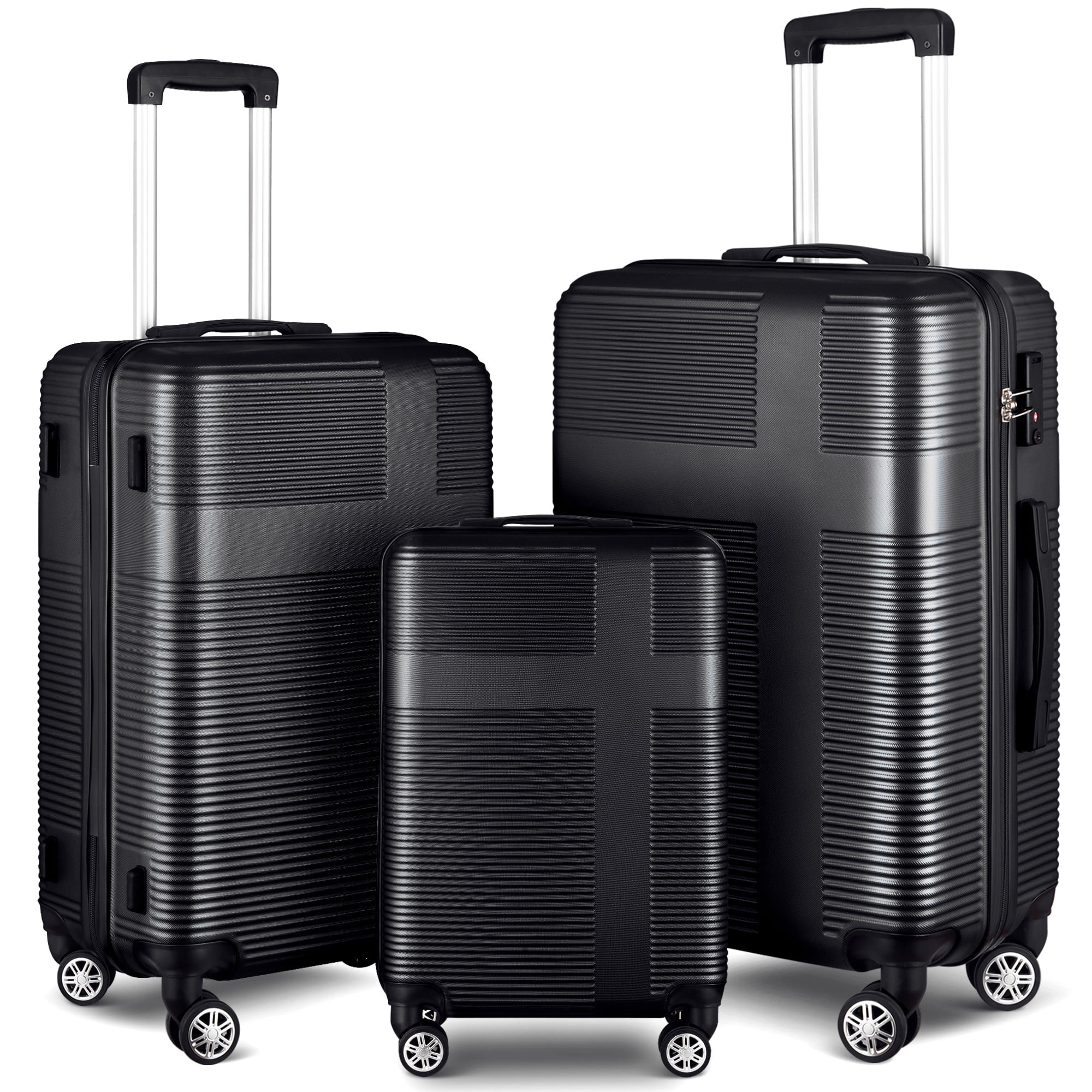 3-Piece Luggage Sets,Lightweight Suitcase with TSA Lock Spinner,Cross Stripe Hardside Luggage PC ...