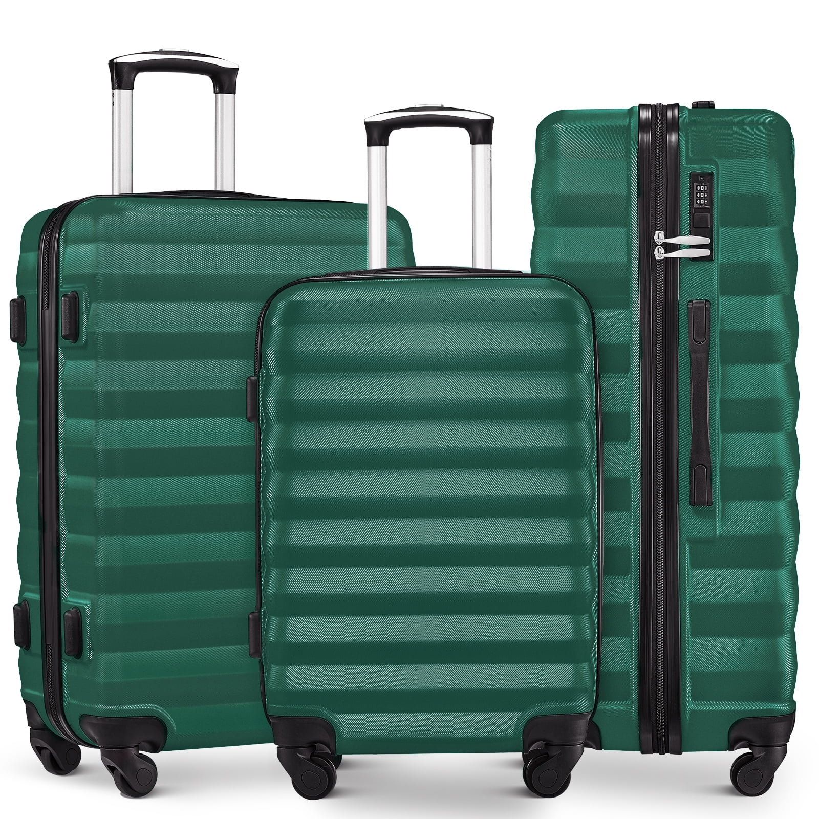Gowill 3-Piece Lightweight Luggage Set with Spinner Wheels, Green ...