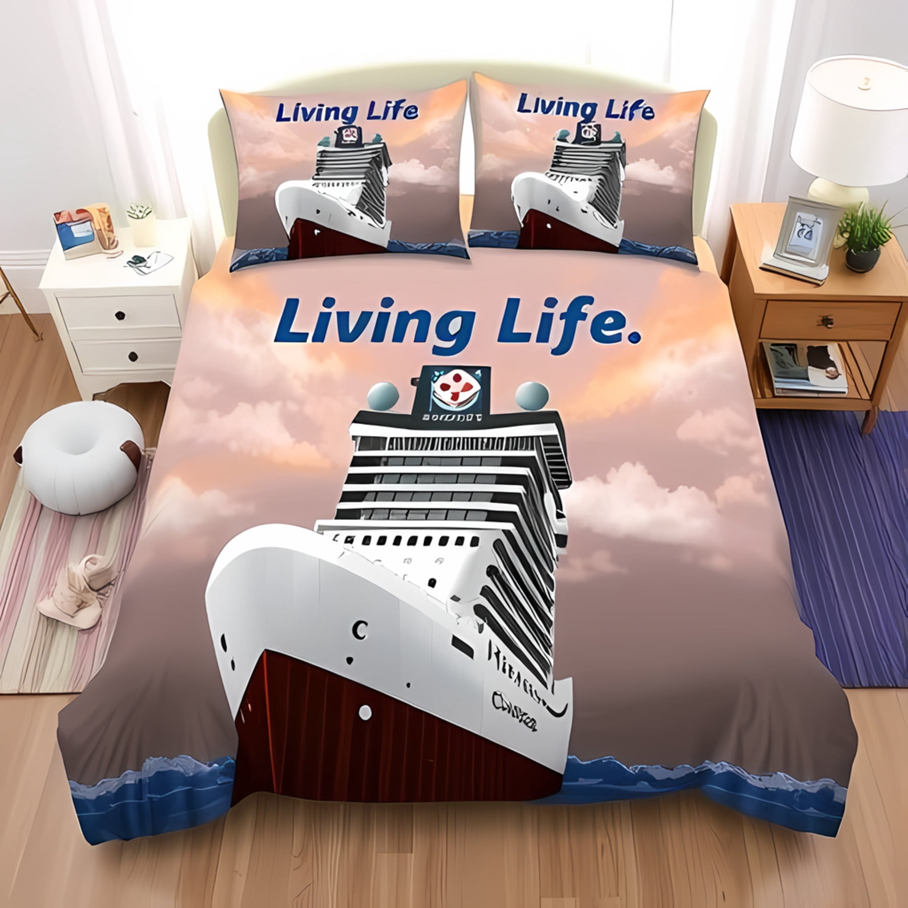 3-Piece Luxurious Duvet Cover Set with Majestic Cruise Ship Design ...
