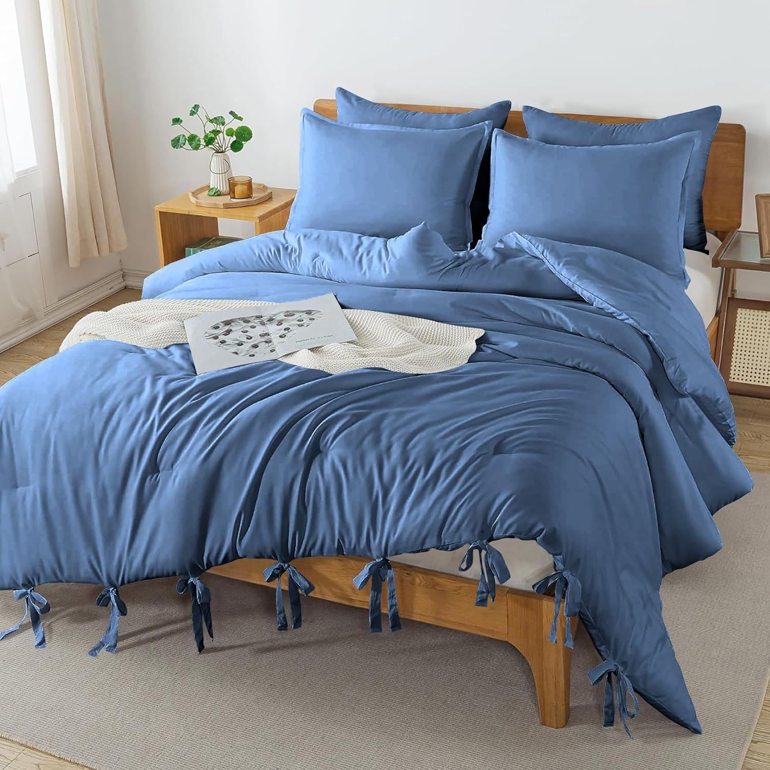 3 Piece Luxury Bottom Tie Pattern Comforter Set, 800 TC, 100% Egyptian ...