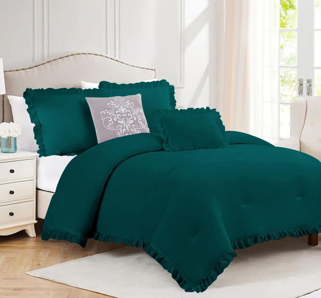 3 Piece Luxury Vintage Ruffle Pattern Comforter By D.N.G. BEDDINGS Set ...