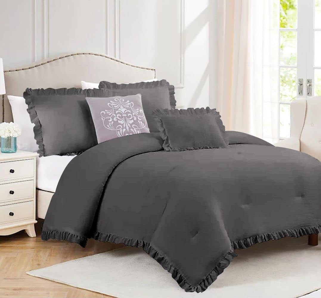 3 Piece Luxury Vintage Ruffle Pattern Comforter By D.N.G. BEDDINGS Set ...