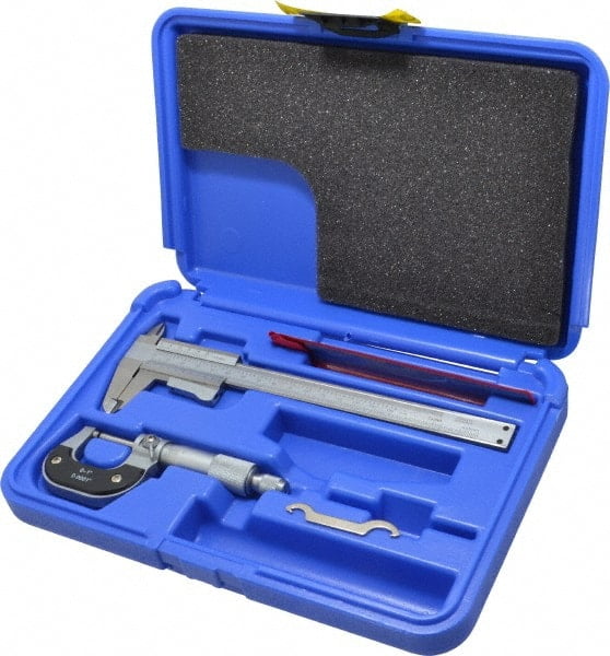 3 Piece, Machinist Caliper and Micrometer Tool Kit 0 to 1" Micrometer ...