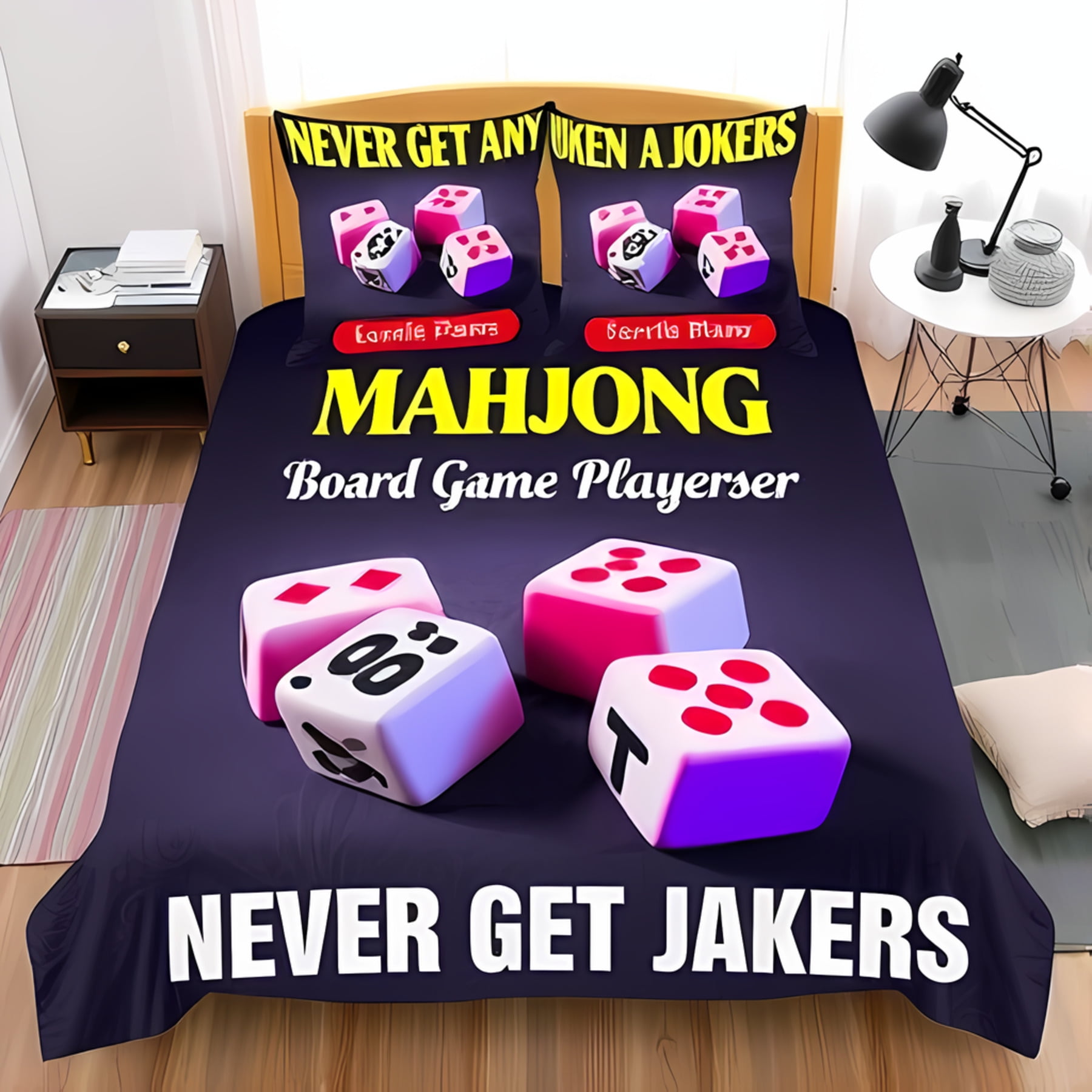 3-Piece Mahjong Duvet Cover Set - Vibrant Bedding with Colorful & Fun ...