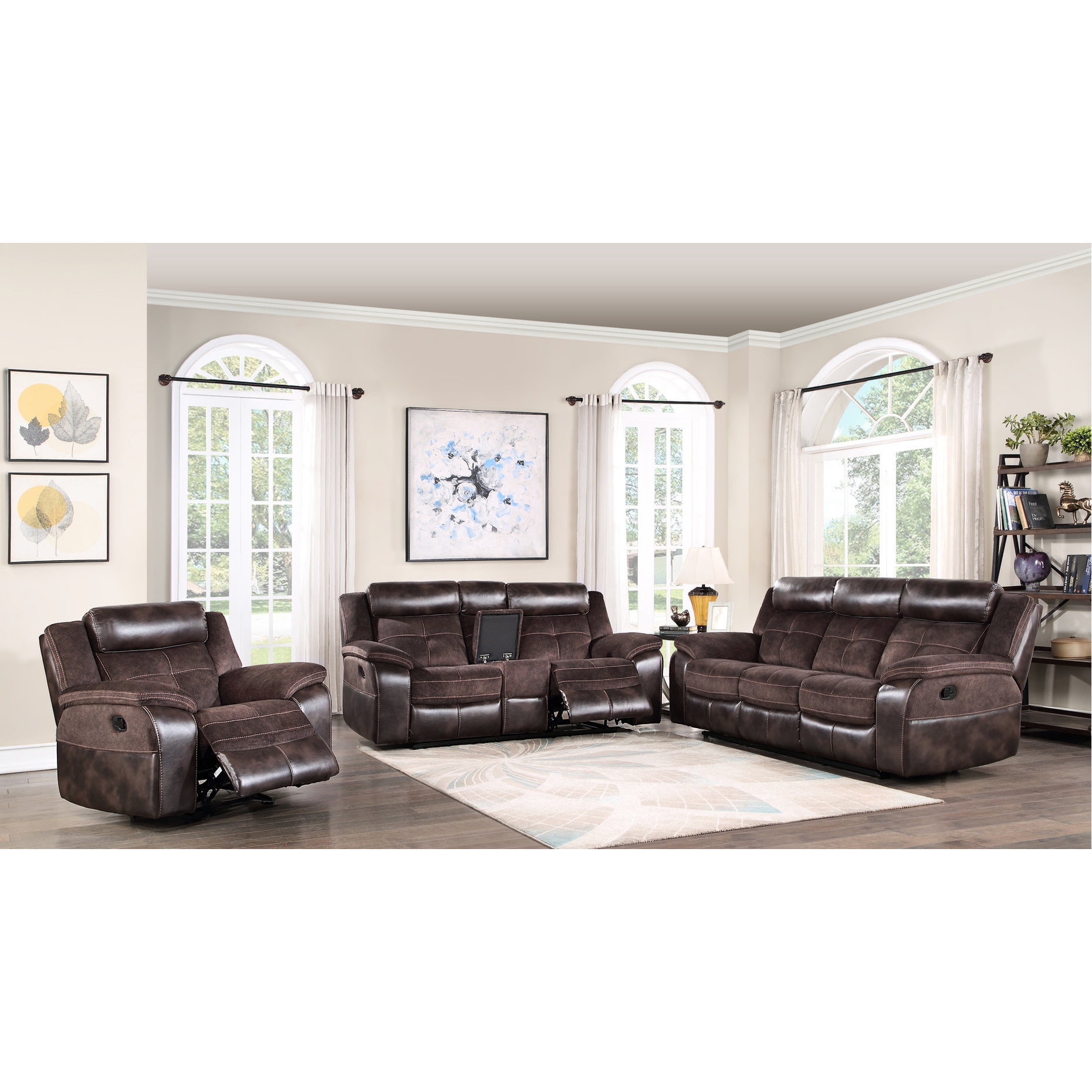 3-Piece Manual Reclining Living Room Collection | Comfortable Seating ...