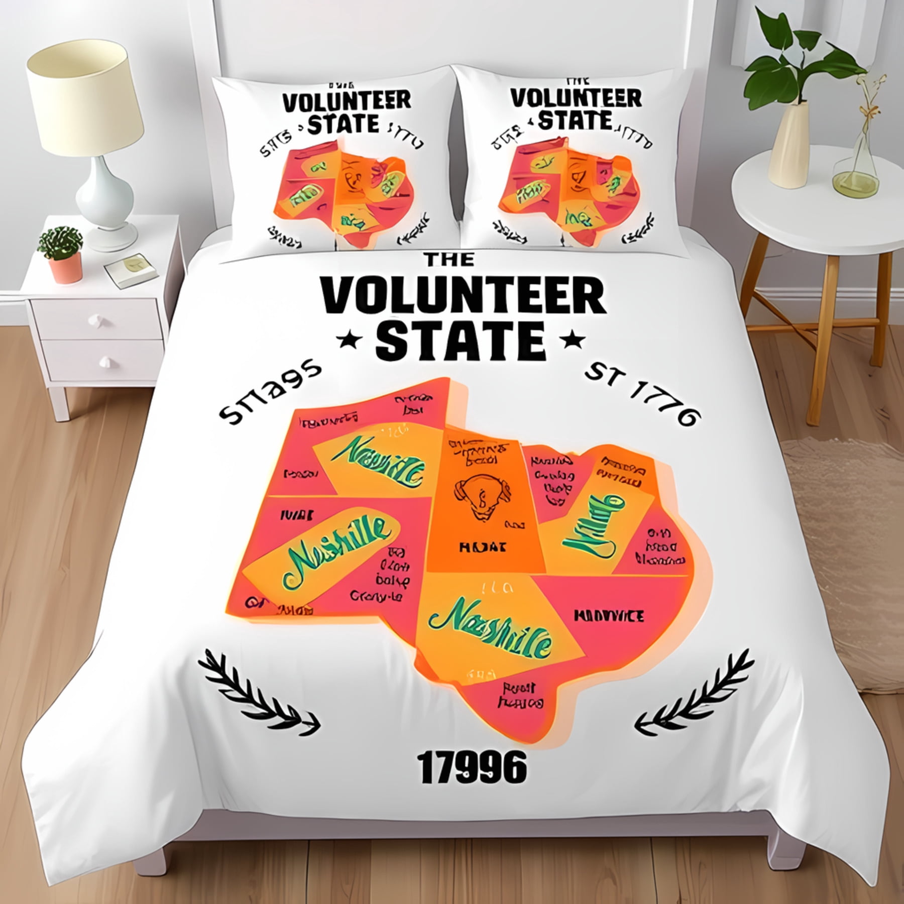 3-Piece Map Duvet Cover Set - Colorful Artistic Design with Major ...