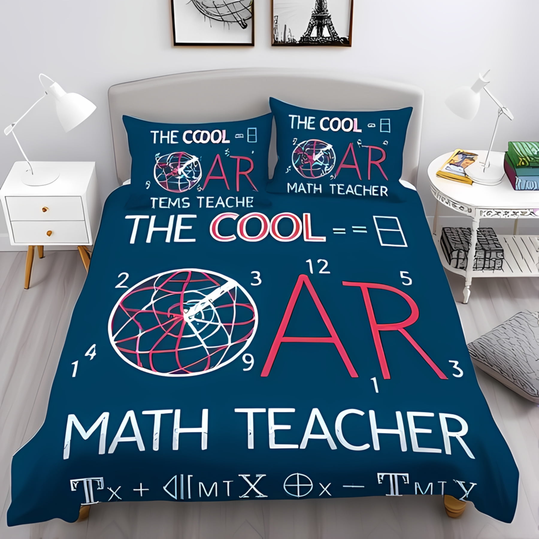 3-Piece Math Themed Duvet Cover Set - Cool Teacher Design with Equation ...