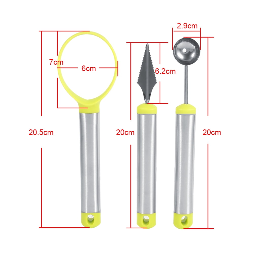 3-Piece Melon Baller & Ice Cream Spoon Kit for Perfect Cones Stainless ...