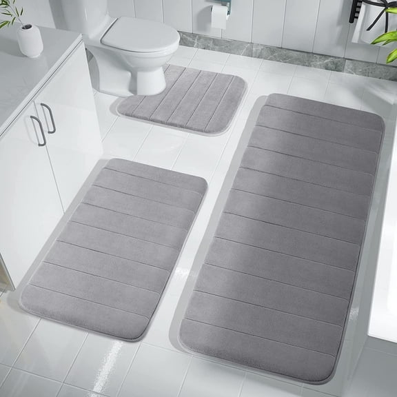 feimajia Foam Bath Mat Sets 4 Piece with Toilet Seat Cover Bathroom ...