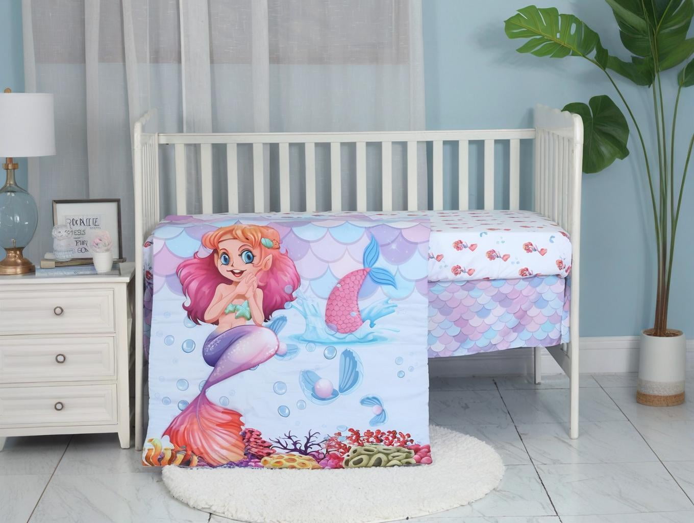 3-Piece Mermaid Crib Bedding Set - Walmart.com