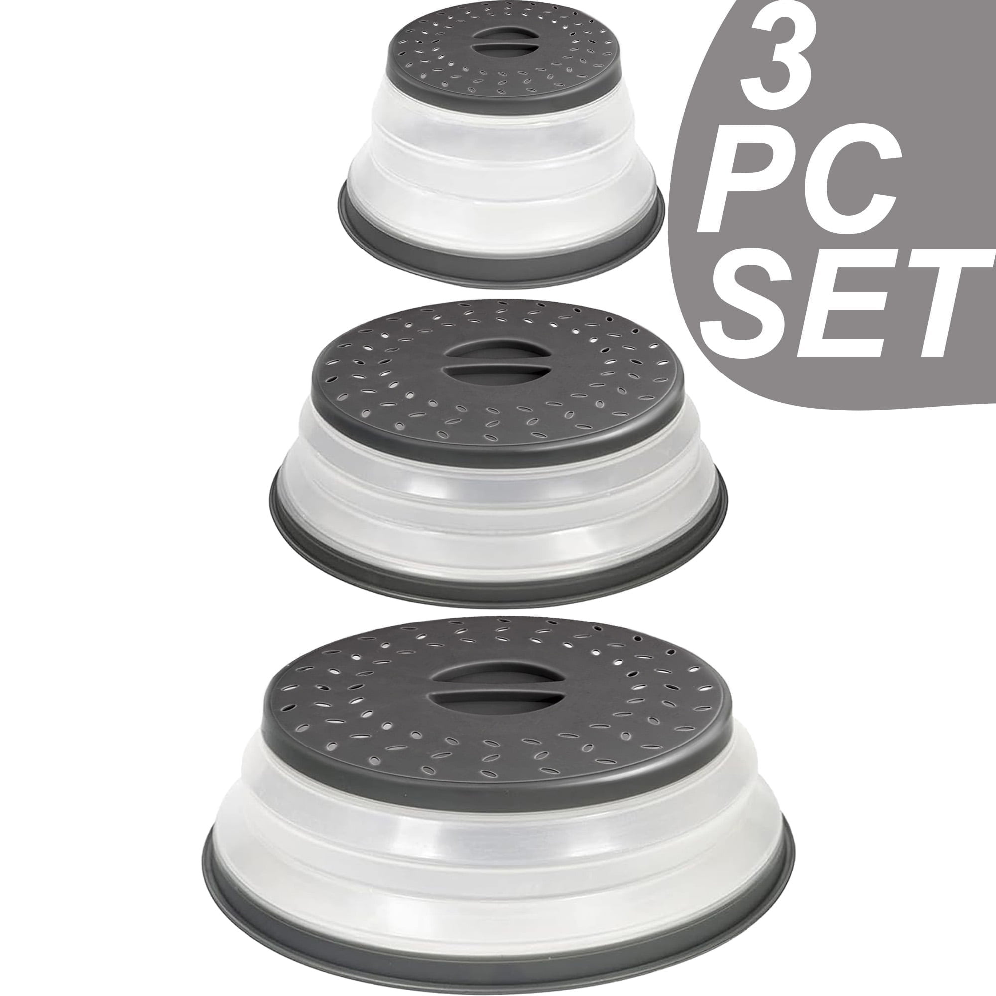 3 Piece, Microwave Splatter Cover for Food, Collapsible & Vented ...
