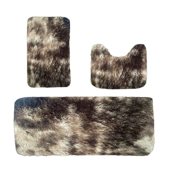 3 Piece Mixed Color Thick Bath Mat Set Brown Soft Water Absorbent Non ...