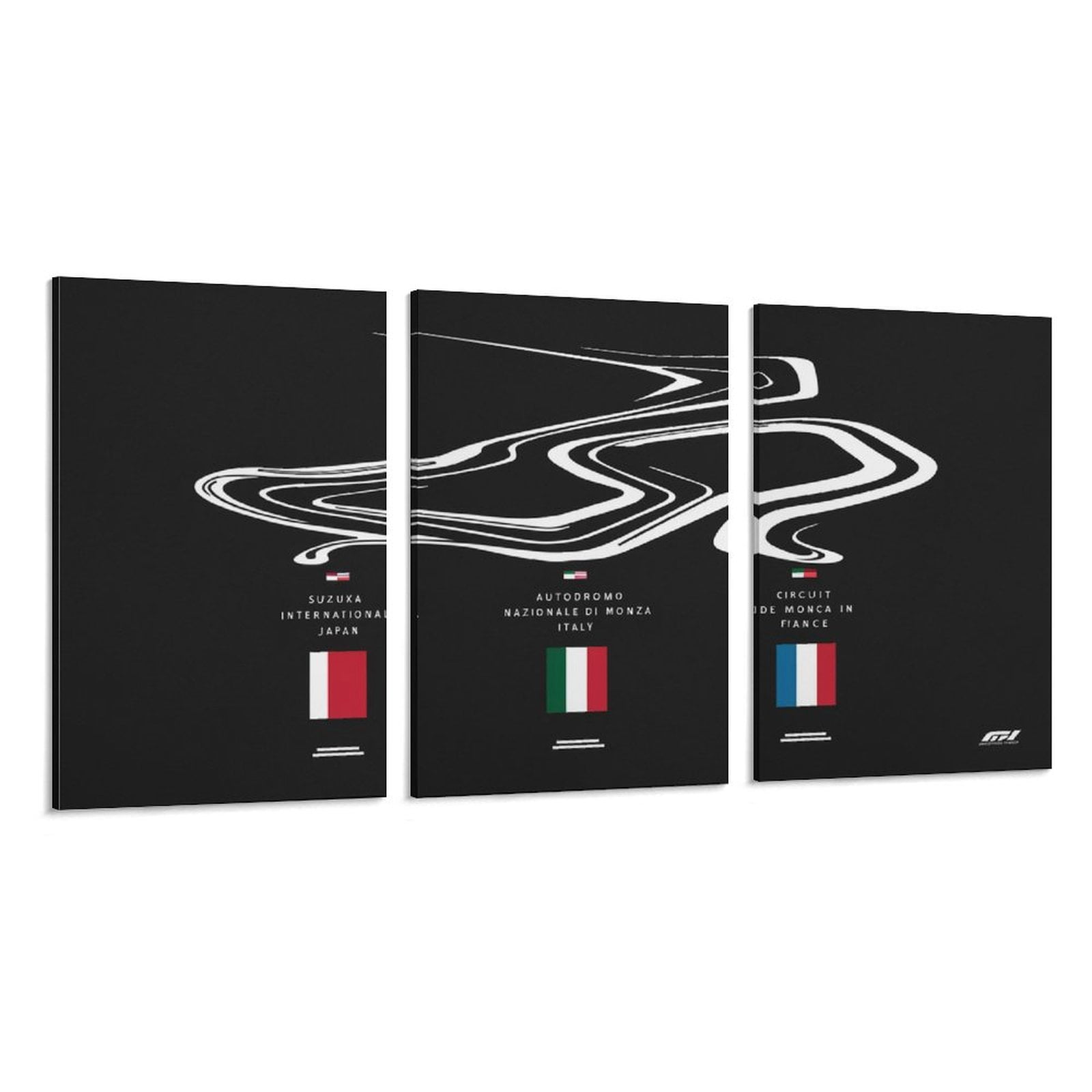 3 Piece Modern Canvas Wall Art Prints -Set of F1 Race Track 4Indoor ...
