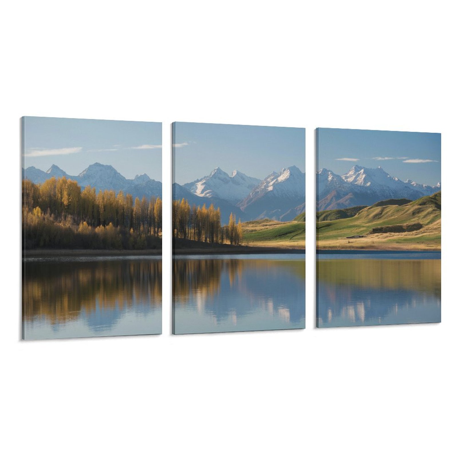 3 Piece Modern Canvas Wall Art Prints -Snow Mountain Forest And Lake ...