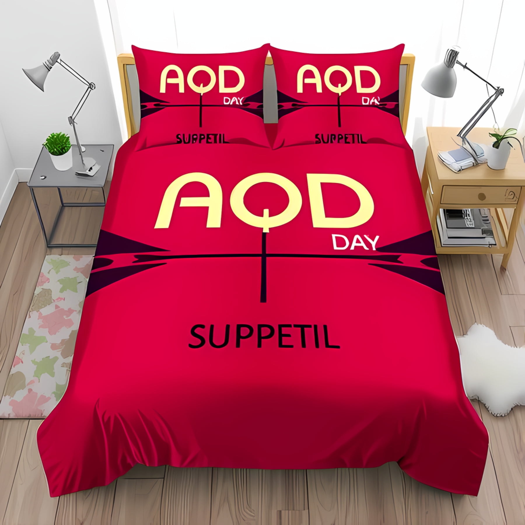 3-Piece Modern Minimalistic Duvet Cover Set with Red Bedding Featuring ...