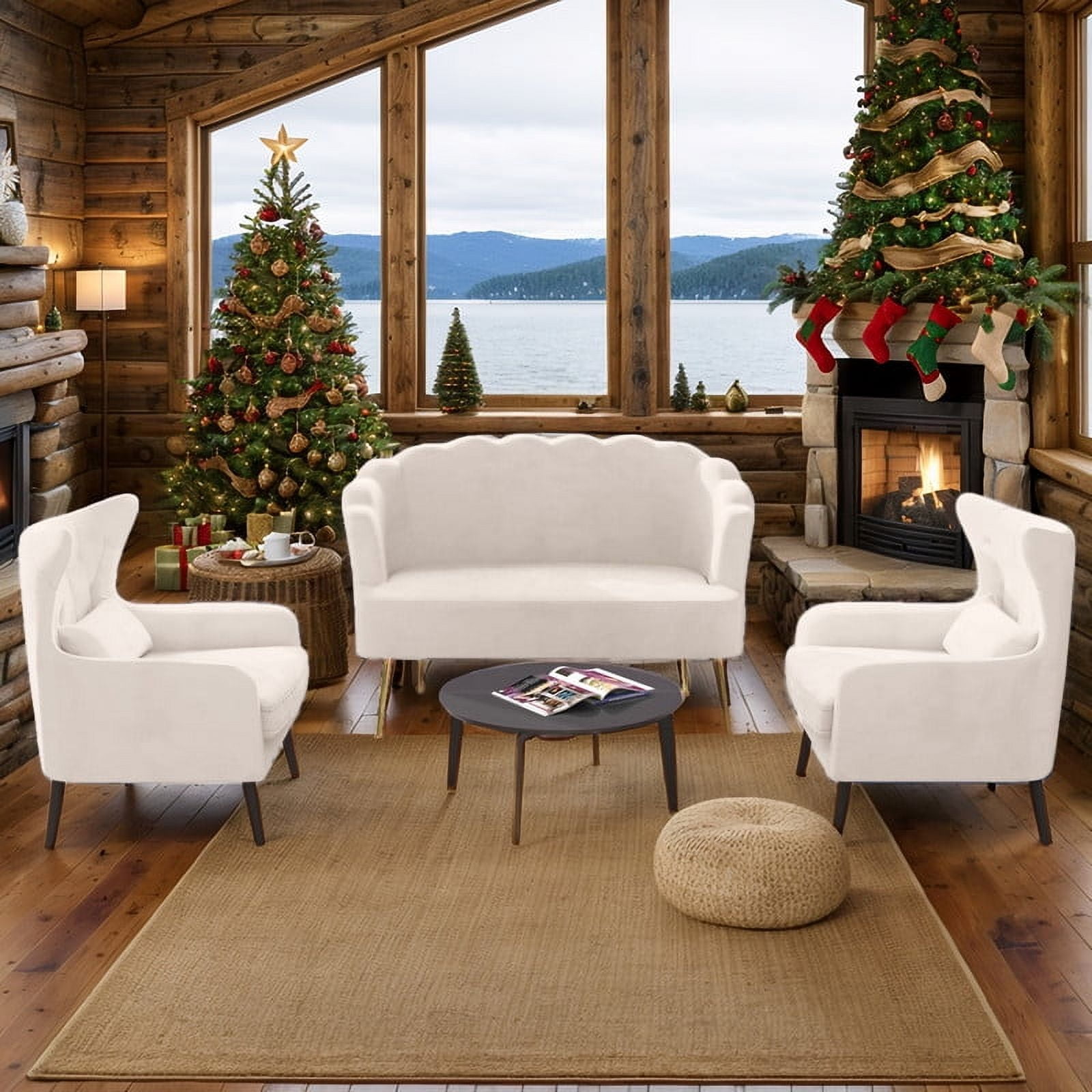 3-Piece Modern Soft Velvet Living Room Set - Walmart.com