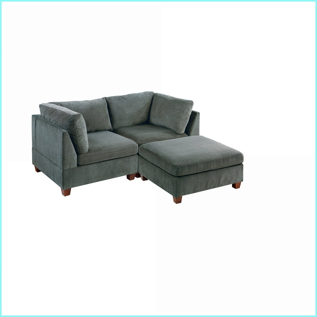 3-Piece Modular Gray Chenille Sofa Set with Wood Frame – Living Room ...
