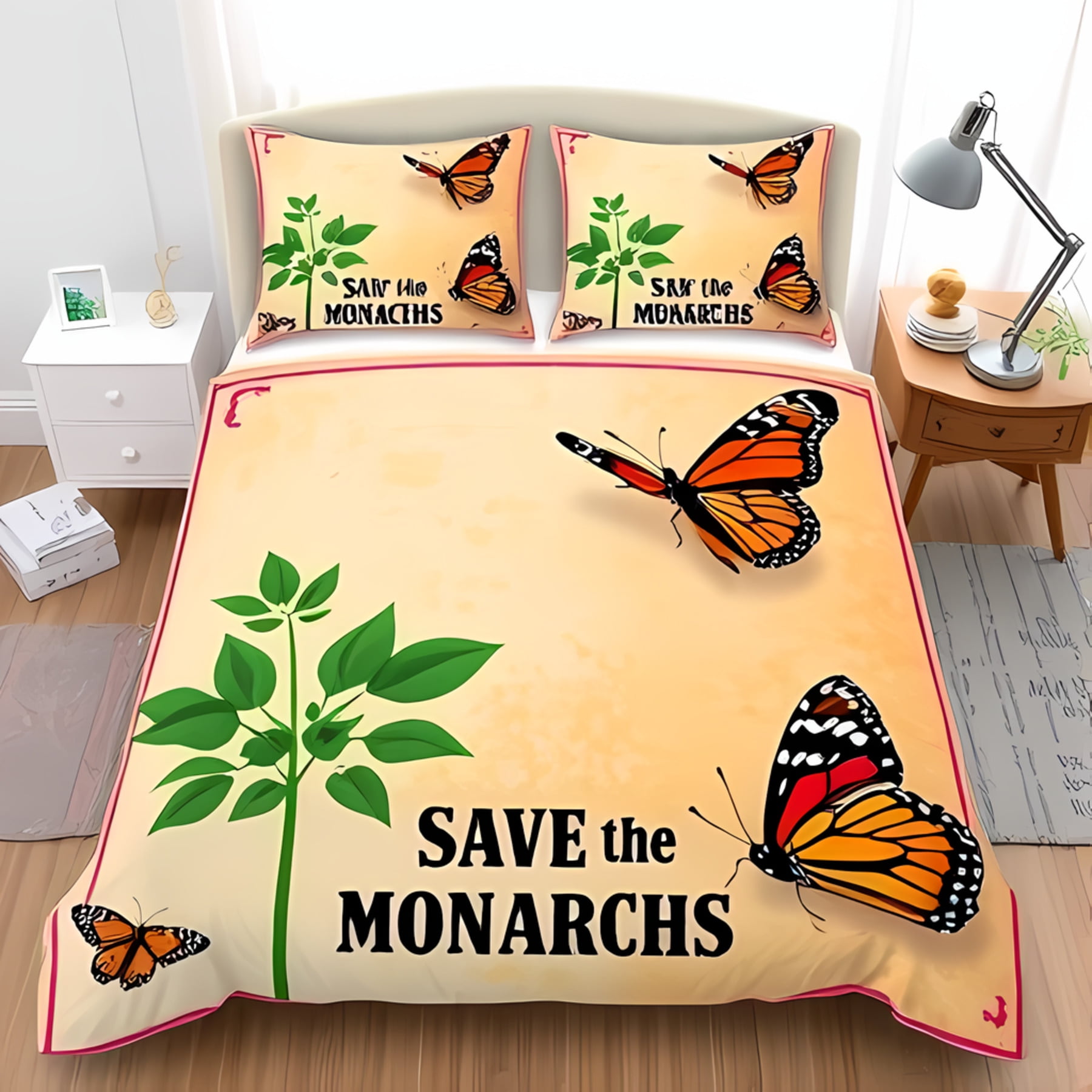 3-Piece Monarch Butterfly Duvet Cover Set - Bedding with Inspiring ...