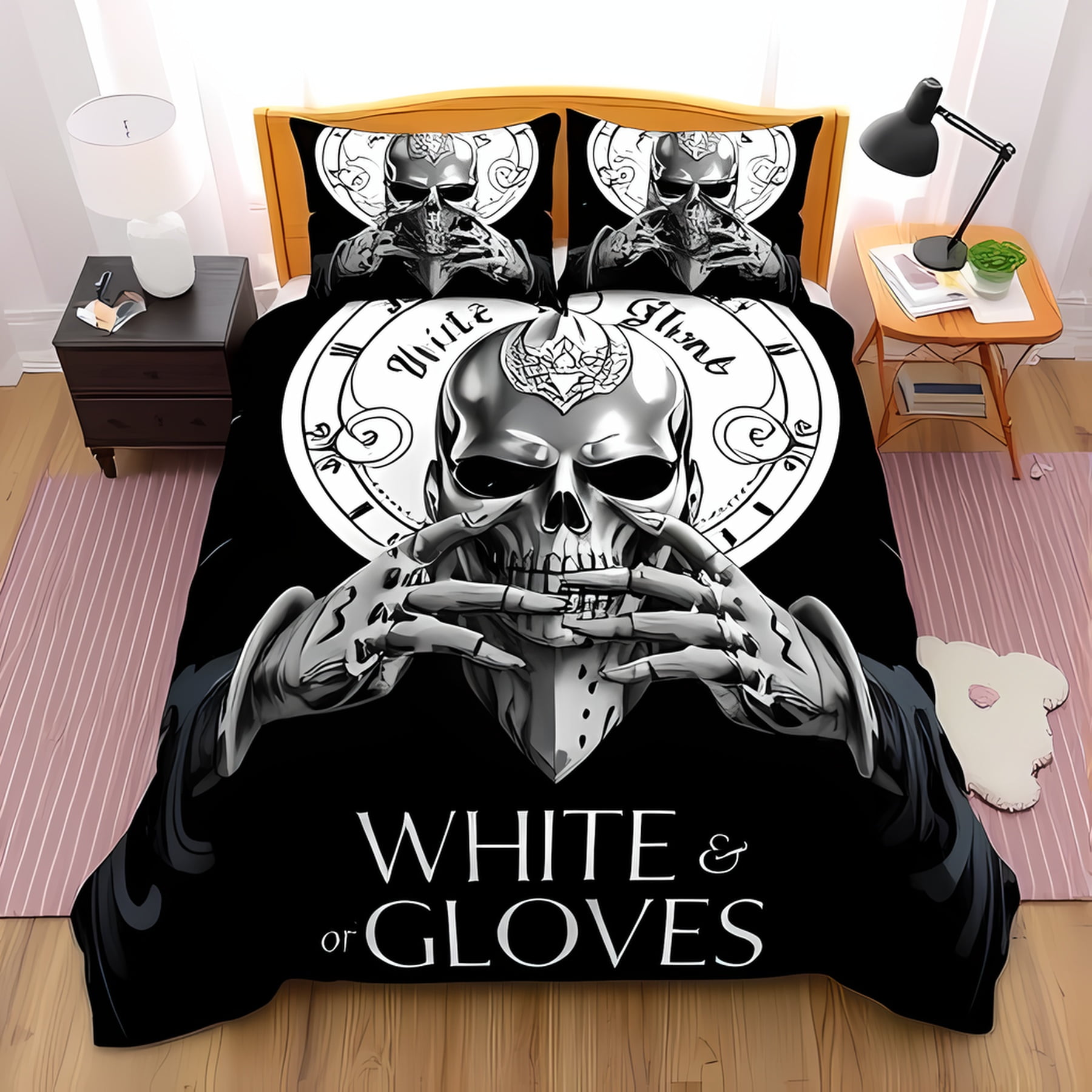 3-Piece Monochrome Duvet Cover Set with Matching Pillowcases - Elegant ...