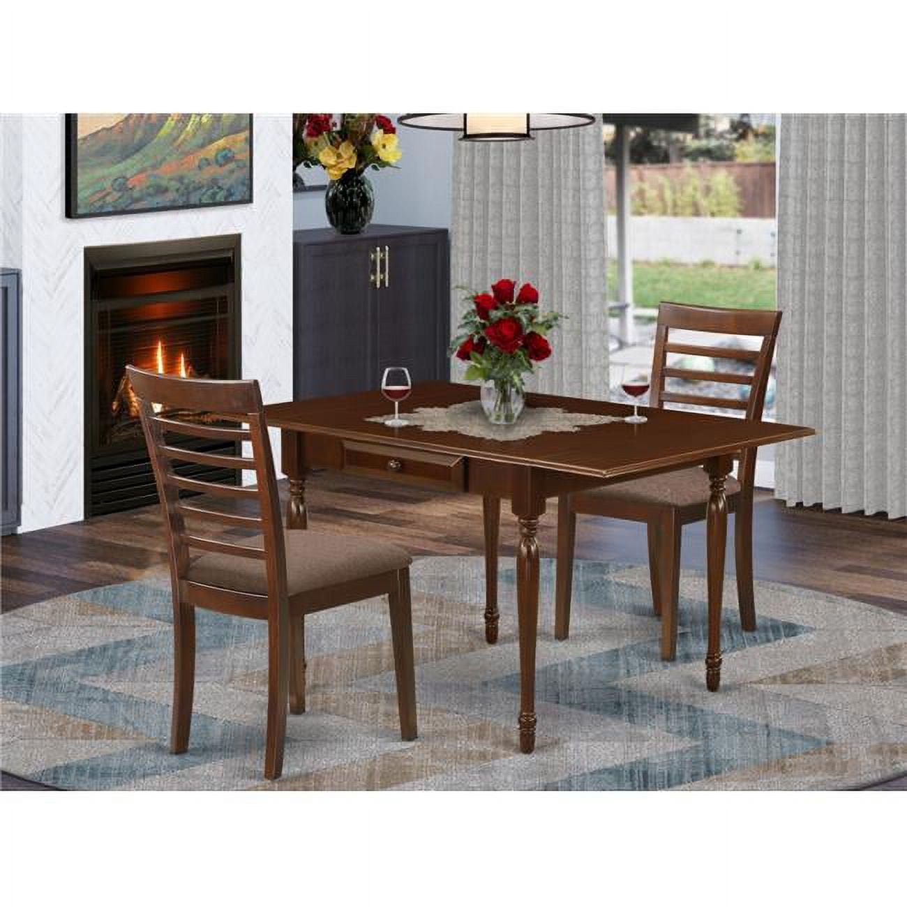 3 Piece Monza Dining Table Set - Mahogany - Walmart.com