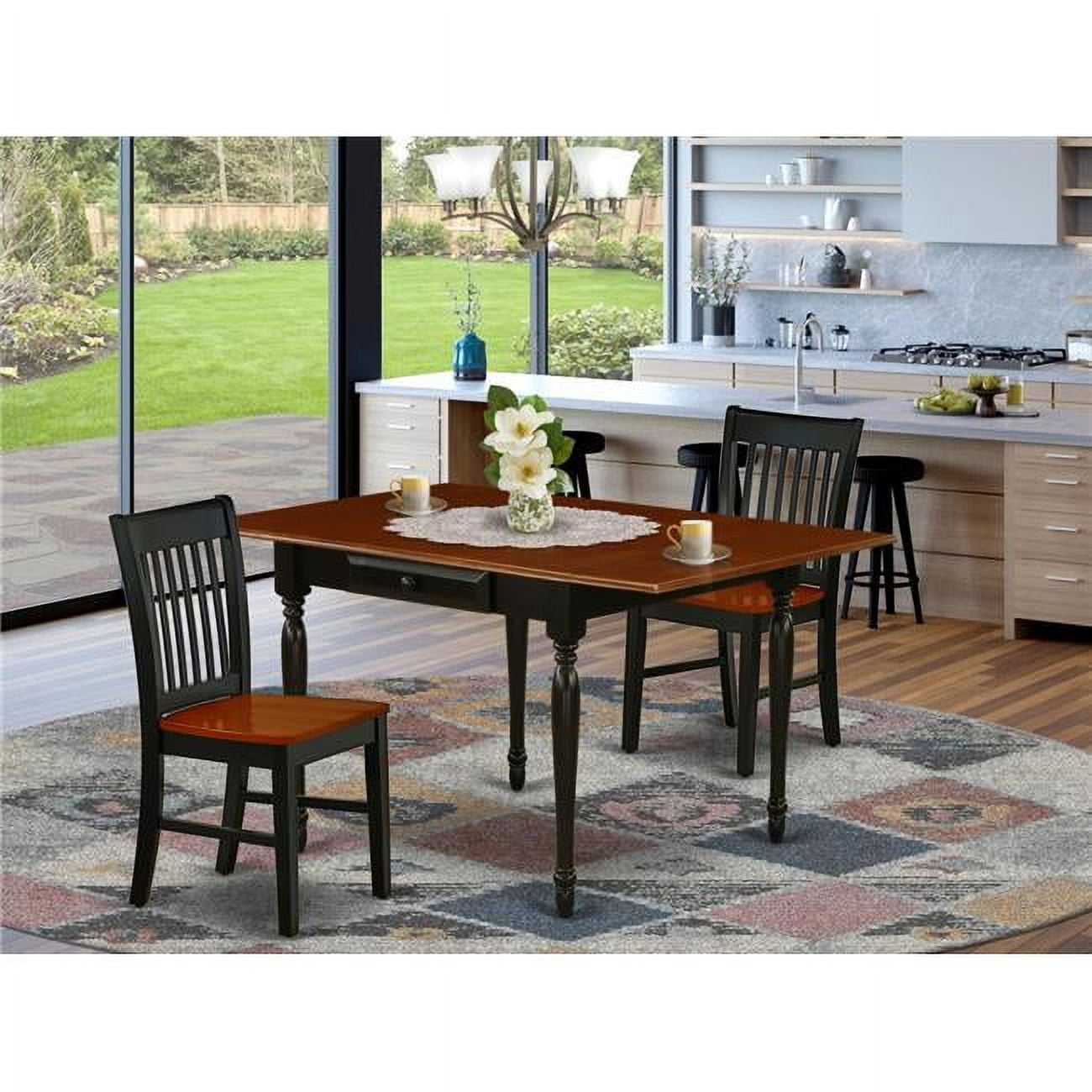 3 Piece Monza Kitchen Table Set - Black & Cherry - Walmart.com