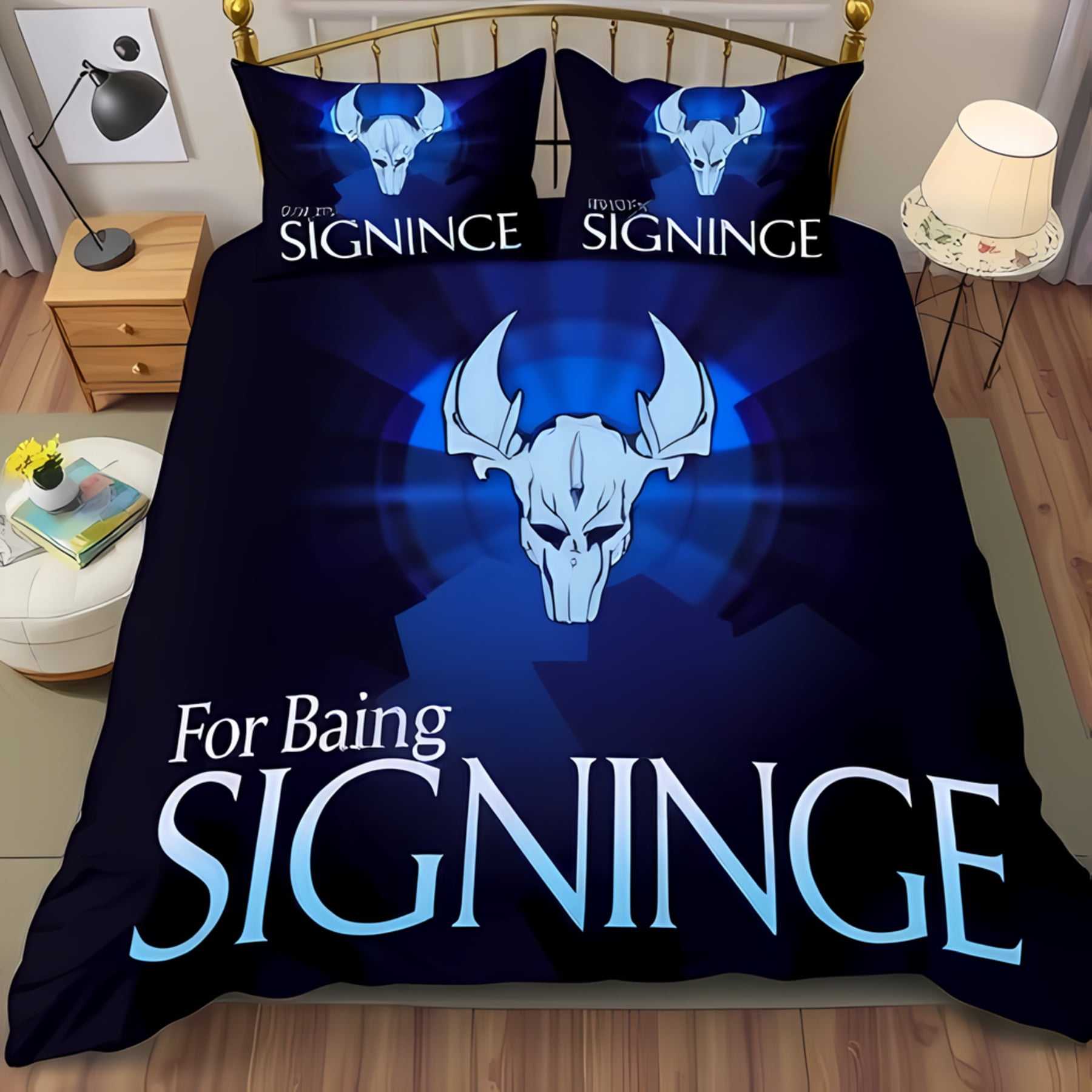 3-Piece Motif Duvet Cover Set with Bold 'For Being SIGNING' Design ...