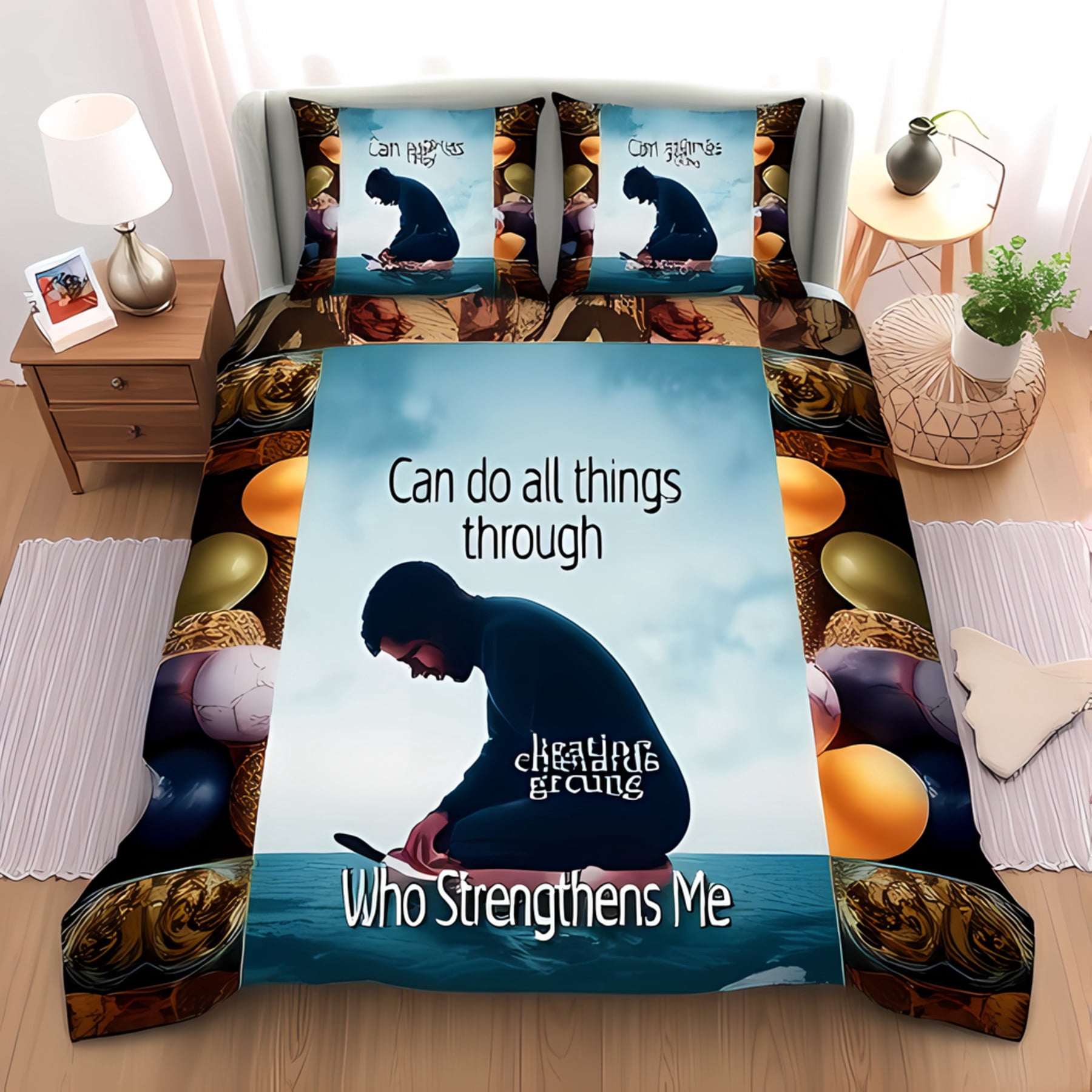 3-Piece Motivational Duvet Cover Set with Inspirational Quote ...