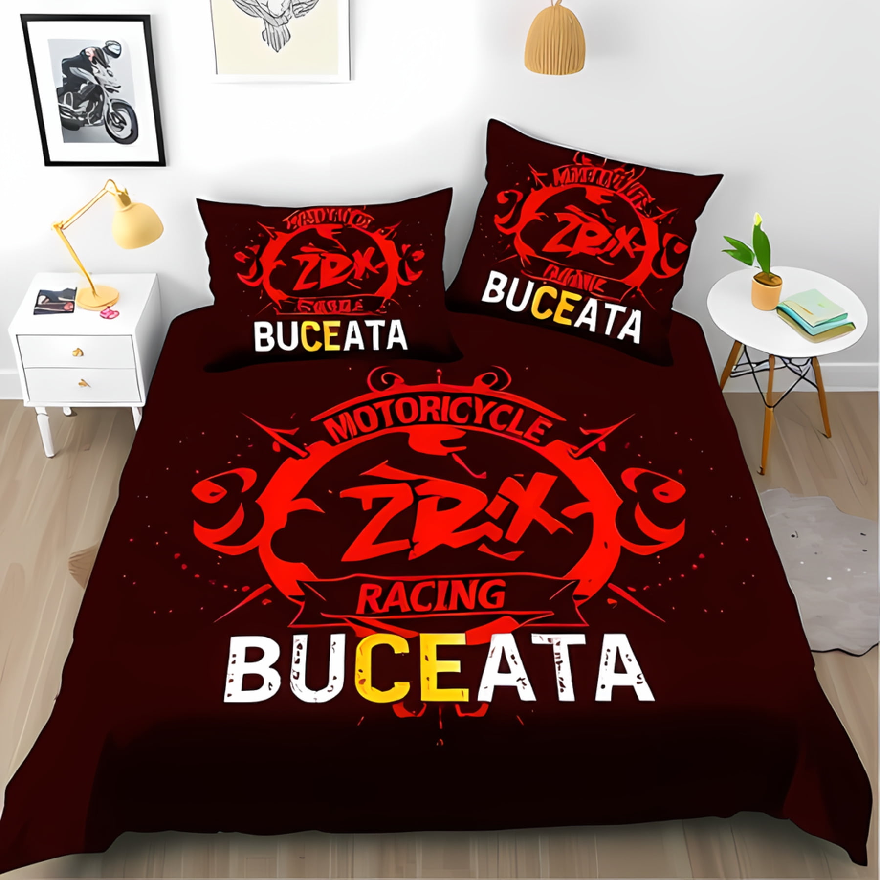 3-Piece Motorcycle Theme Duvet Cover Set - ZRX RACING BUCEATA Design in ...
