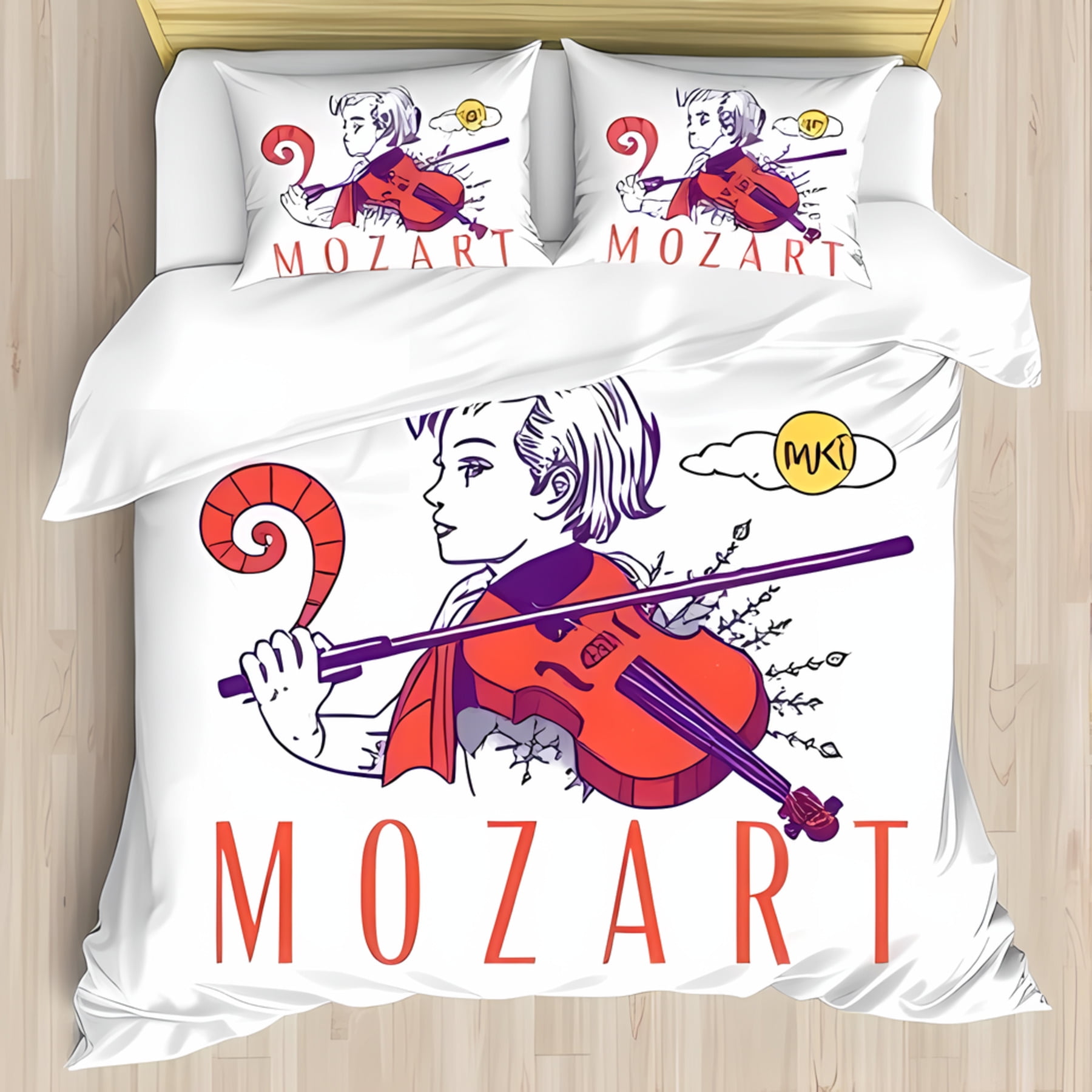 3-Piece Mozart Duvet Cover Set - Whimsical Illustration of the Iconic ...