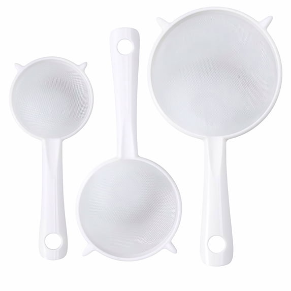 3 Piece Multi-Size Food Strainer Set - Plastic Mesh Strainers for ...