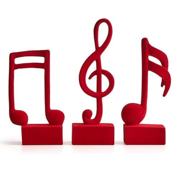 3 Piece Music Note Sculptures for Shelf Decor Aesthetic Red Velvet ...