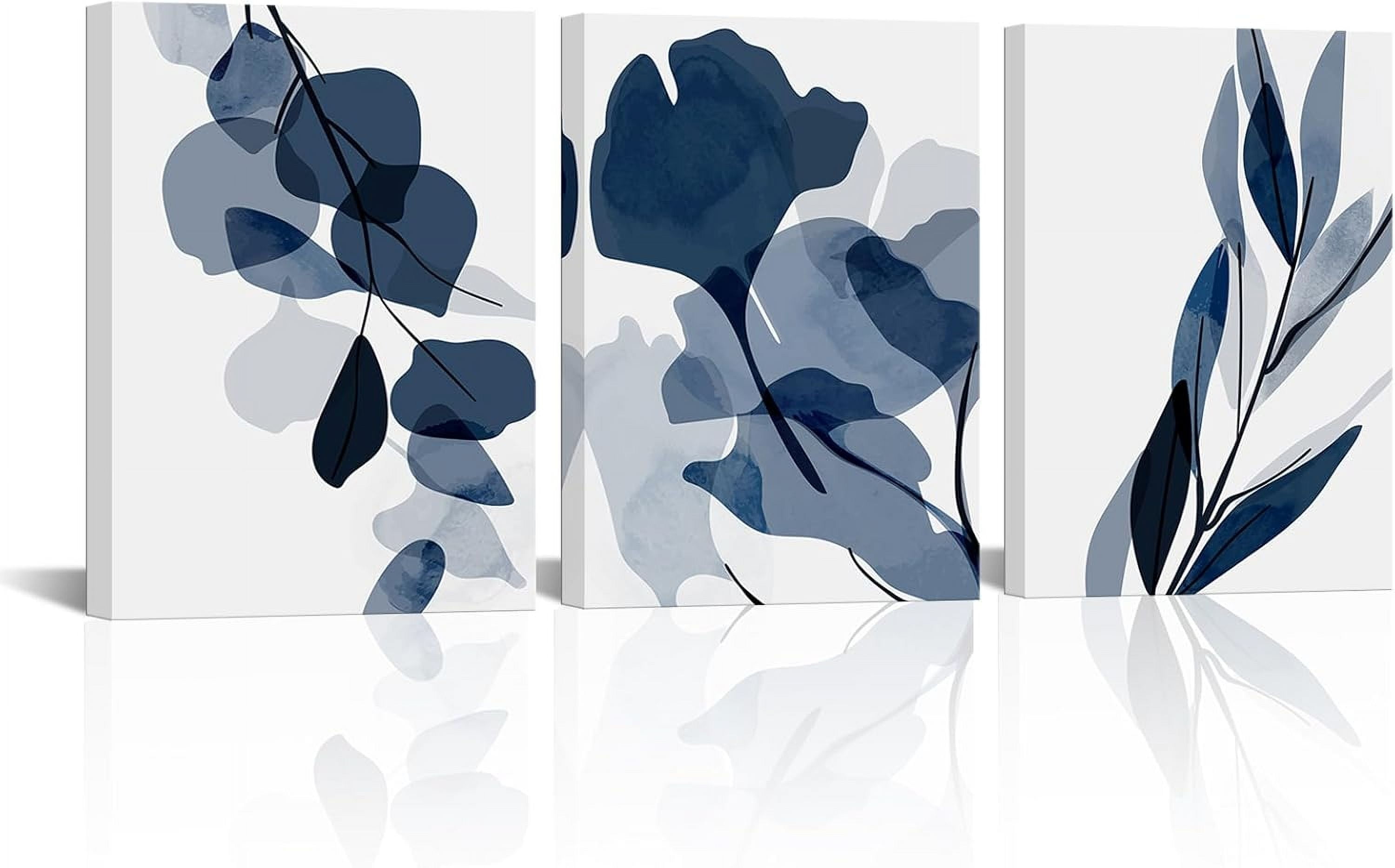 High quality modernNavy Blue Flower CanvasBlue Abstract Prints Modern ...