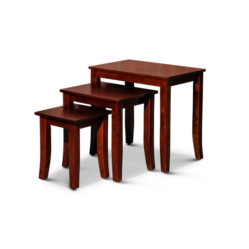 3-Piece Nesting Table Set, Cherry - Walmart.com
