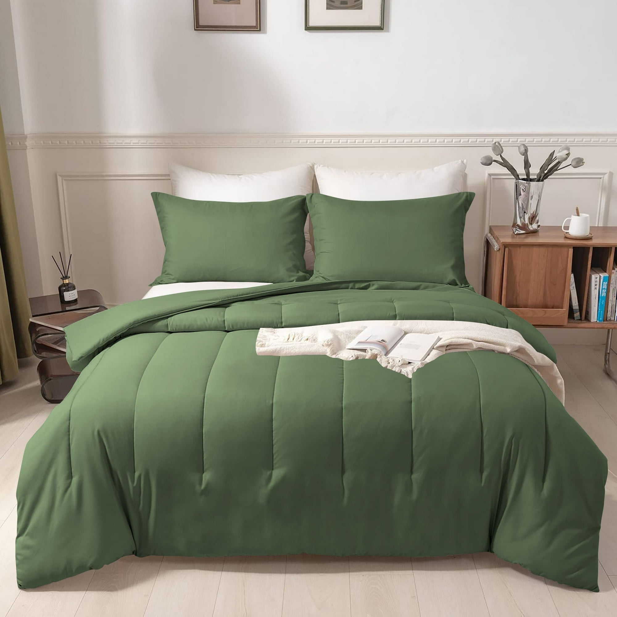 3 Piece New Straight Line Pattern Comforter Set, 800 TC, 100% Egyptian Cotton, Full/Queen Size ...